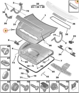Peugeot RCZ 2009-2015 Rear Boot Alignment Stops Peugeot Parts Direct