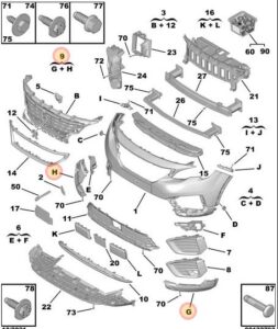 Peugeot 5008 2016-2020 Front Bumper Trim Assembly Peugeot Parts Direct