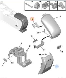 Peugeot 308 2013-2020 Central Armrest Rod Peugeot Parts Direct