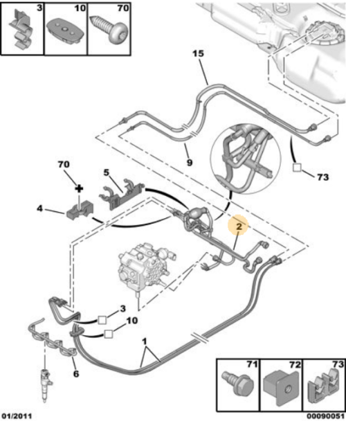Peugeot 207 2006-2014 Fuel Primer Pump - 1574T0