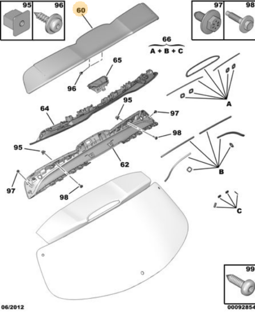 Peugeot 208 2012-2019 Rear Upper Deflector - 1608189480