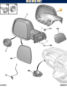 Peugeot Partner LH Mirror Cap - 1608750880