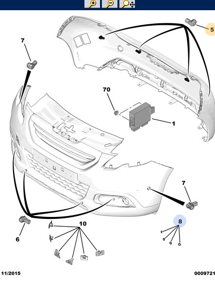 Peugeot 2008 2016-2019 Rear Parking Sensor - 1609981080