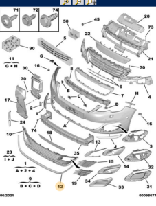 Peugeot 308 2013-2020 Bumper Grille Moulding - 1610745980