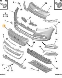 Peugeot 208 2012-2019 Bumper Grille With Chrome Flecks | 1613485580