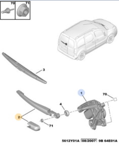 Peugeot Partner Rear Wiper Arm - 1614257080