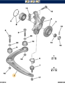 Peugeot 3008 2008-2016 LH Lower Suspension Arm - 1643188780