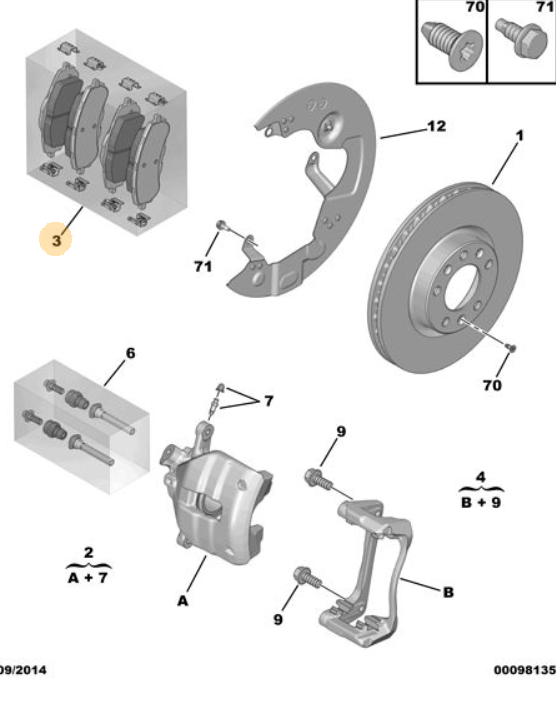 Peugeot 308 2013-2020 Front Brake Pads - 1647860280