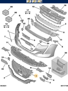 Peugeot 208 2019-2021 Front Grille - 16498262VD