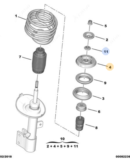Peugeot RCZ 2009-2015 Top Suspension Mount - 5038G0