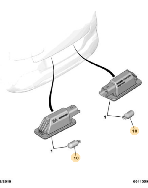 Peugeot 508 2010-2018 Number Plate Light Bulb - 6216A1