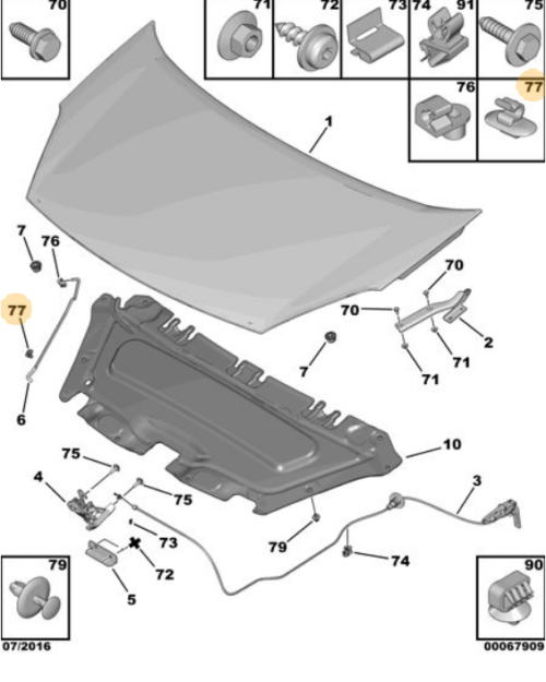 Peugeot Partner Bonnet Stay Clip - 792834