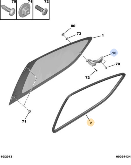 Peugeot 107 Rear Door Window Seal - 857282