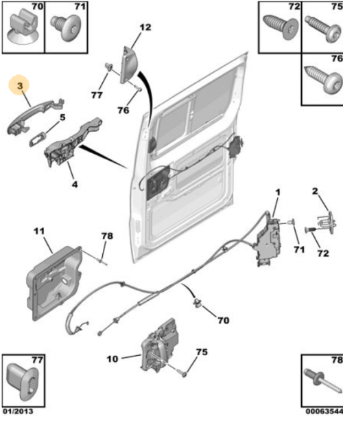 Peugeot Expert Sliding Door Outer Handle - 9101GG