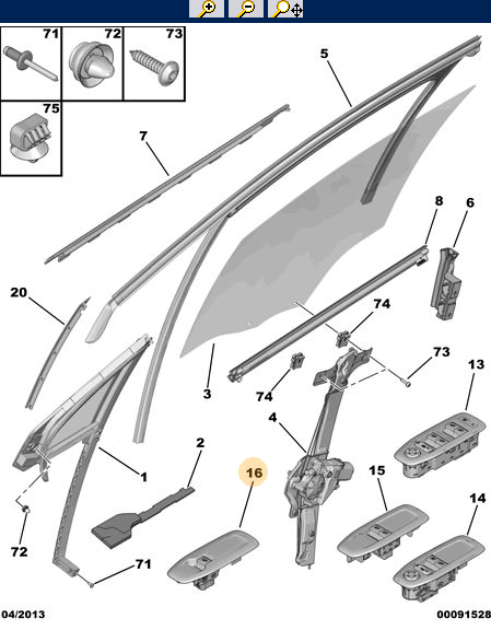 Peugeot 208 2012-2019 LH Window Switch - 96751118ZD