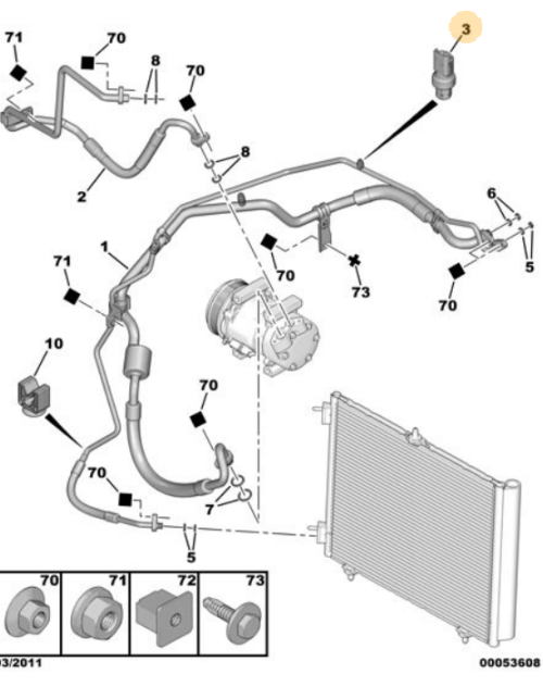 Peugeot 207 2006-2014 A/C Pressure Switch - 9678362280