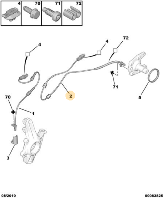 Peugeot 208 2012-2019 Rear ABS Sensor - 9805066080