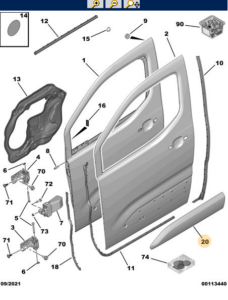 Peugeot Partner RHF Door Moulding - 98176963XT