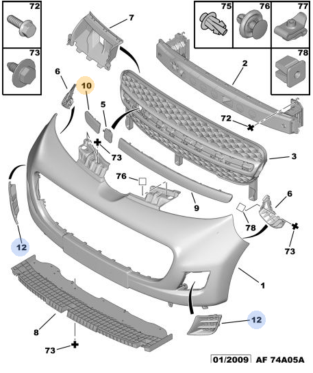Peugeot 107 front grille trim - Peugeot Parts Direct